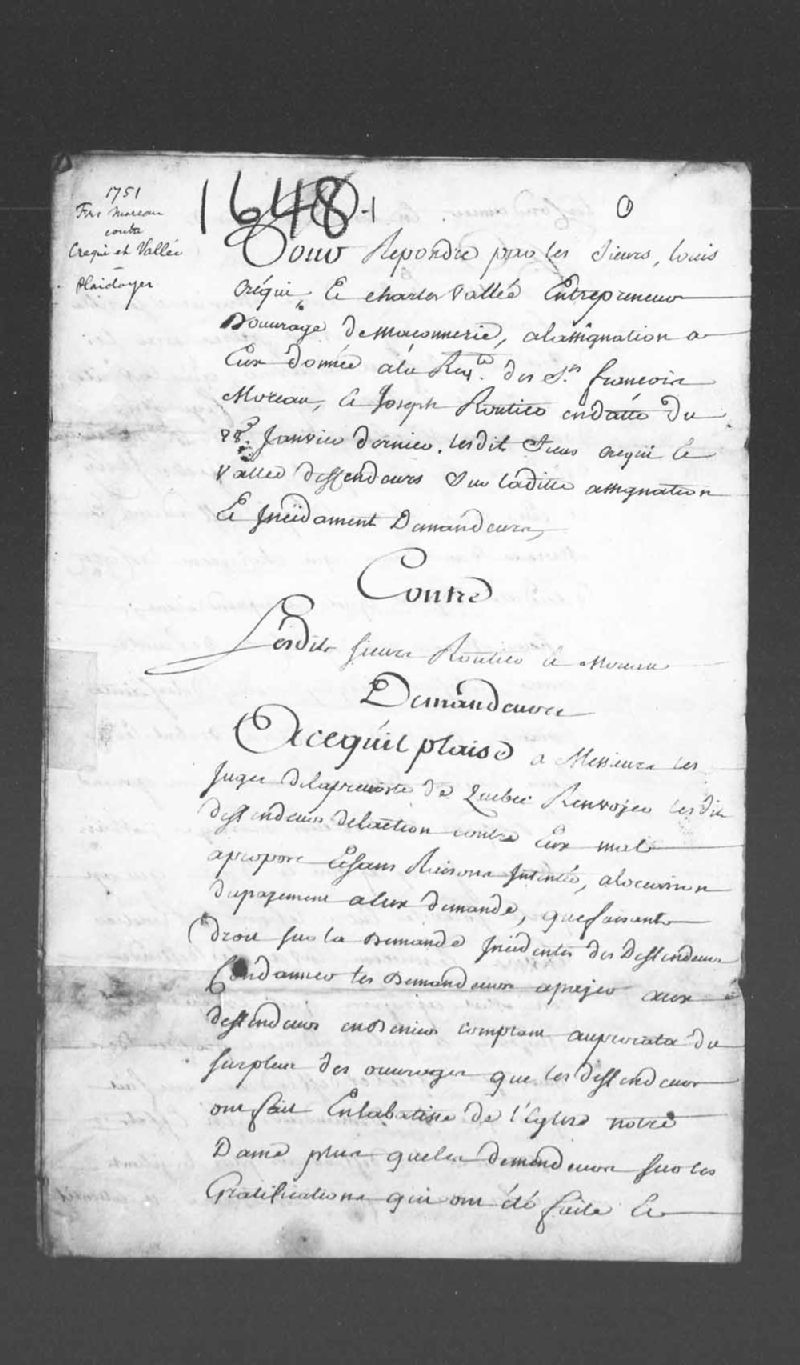 Plaidoyer de réponses des défendeurs dans la procès de Louis Créquy et ...