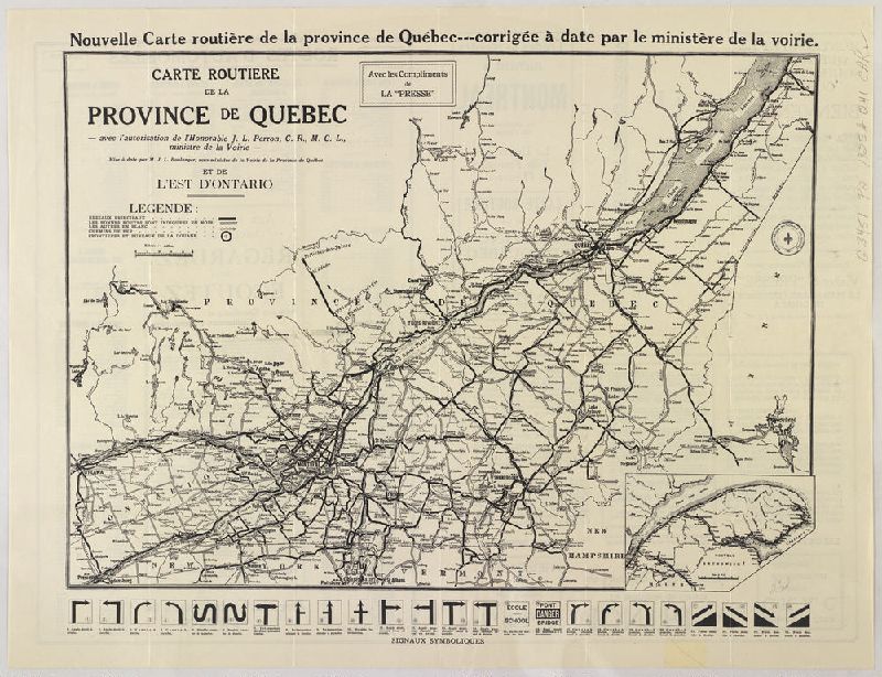 Carte routière de la province de Québec... et de l'Est d'Ontario | BAnQ ...