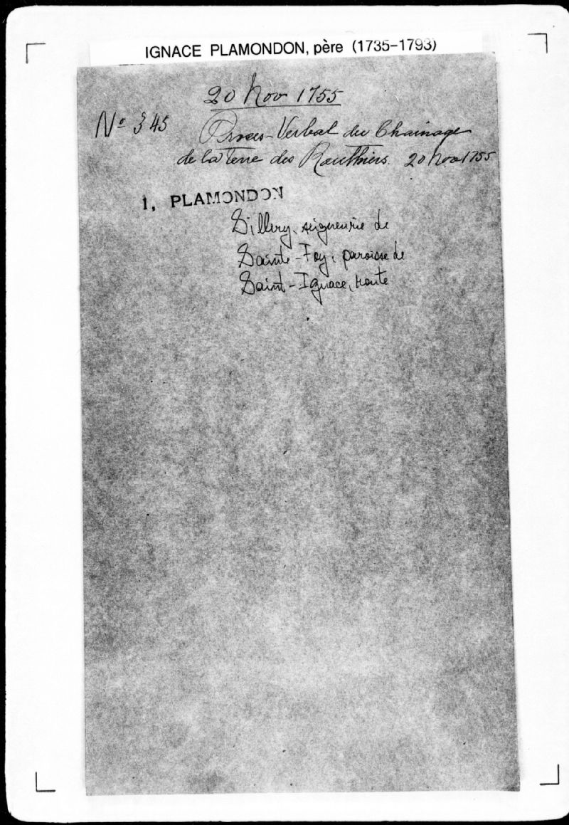 Procès-verbal de chaînage et ligne de la profondeur de deux terres ...