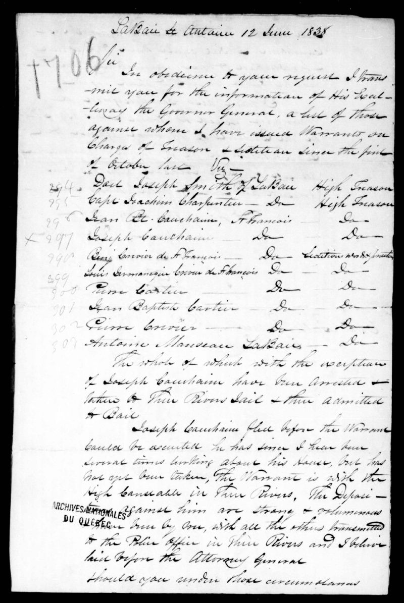 Lettre de F. Cottrell à Charles Buller, secrétaire civil, datée de Baie ...