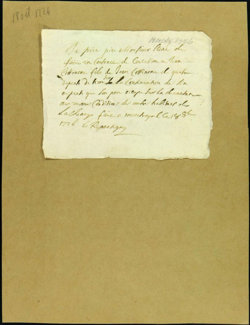 Billets de Legardeur de Repentigny au notaire Nicolas Senet, pour des ...