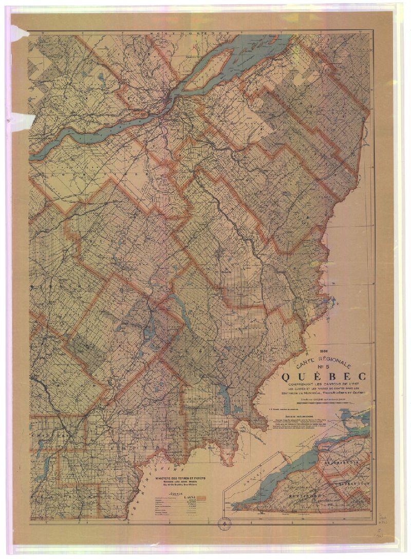 Carte régionale no. 5 [du] Québec comprenant les Cantons de l'Est, les ...