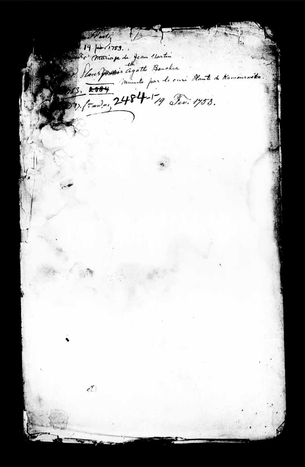 Contrat de mariage entre Jean Martin, natif de la paroisse de Saint ...