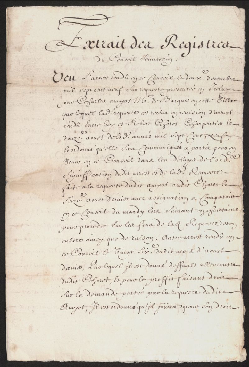 Arrêt touchant Charles Amyot. | BAnQ numérique