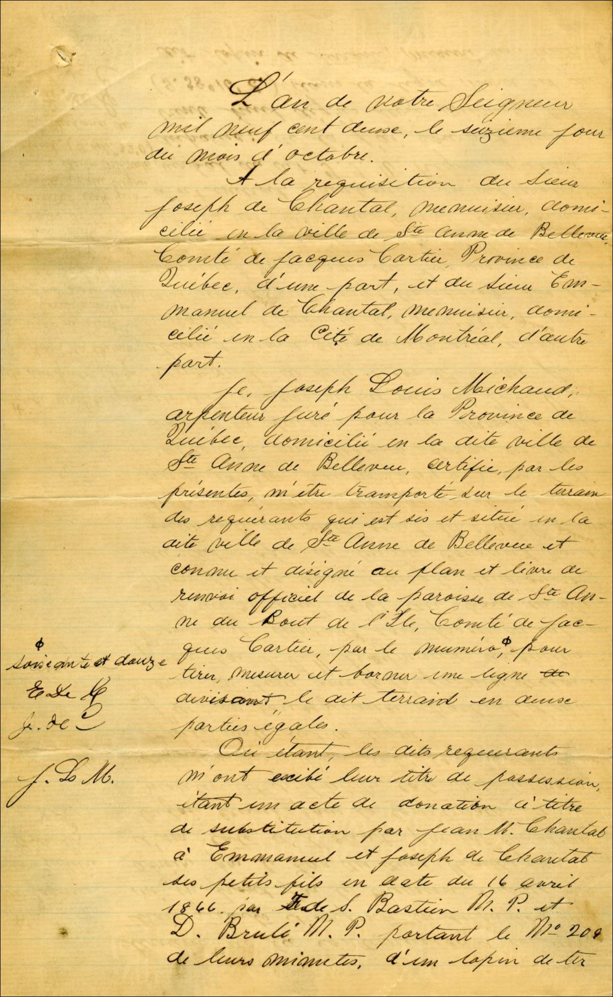 Procès-verbal d'arpentage, de mesurage et de bornage et plan, à la ...