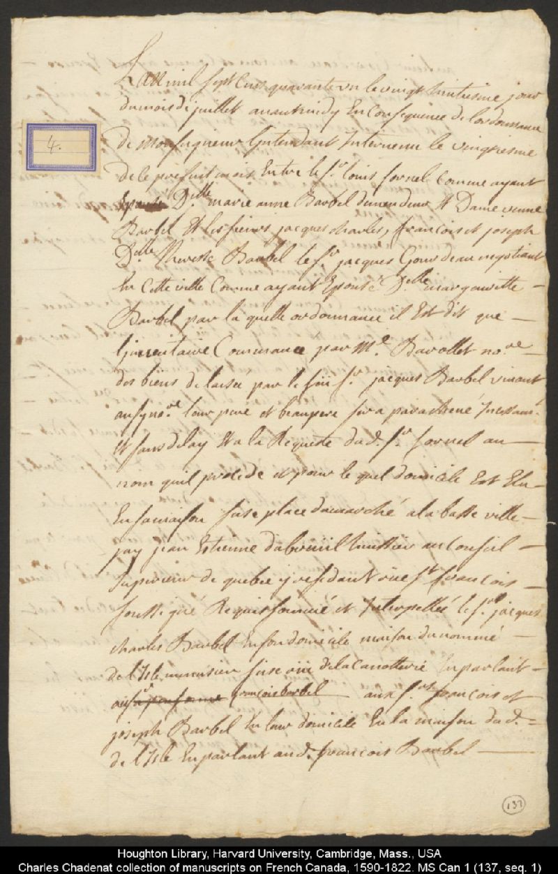 En conséquance de l'ordonnance de l'Intendant du 20 juillet 1741 ...