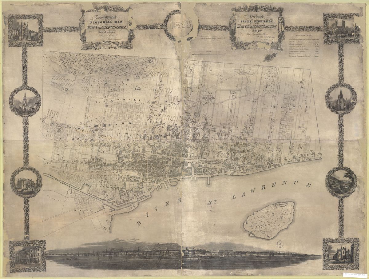 Topographical and pictorial map of the city of Montreal | BAnQ Numérique