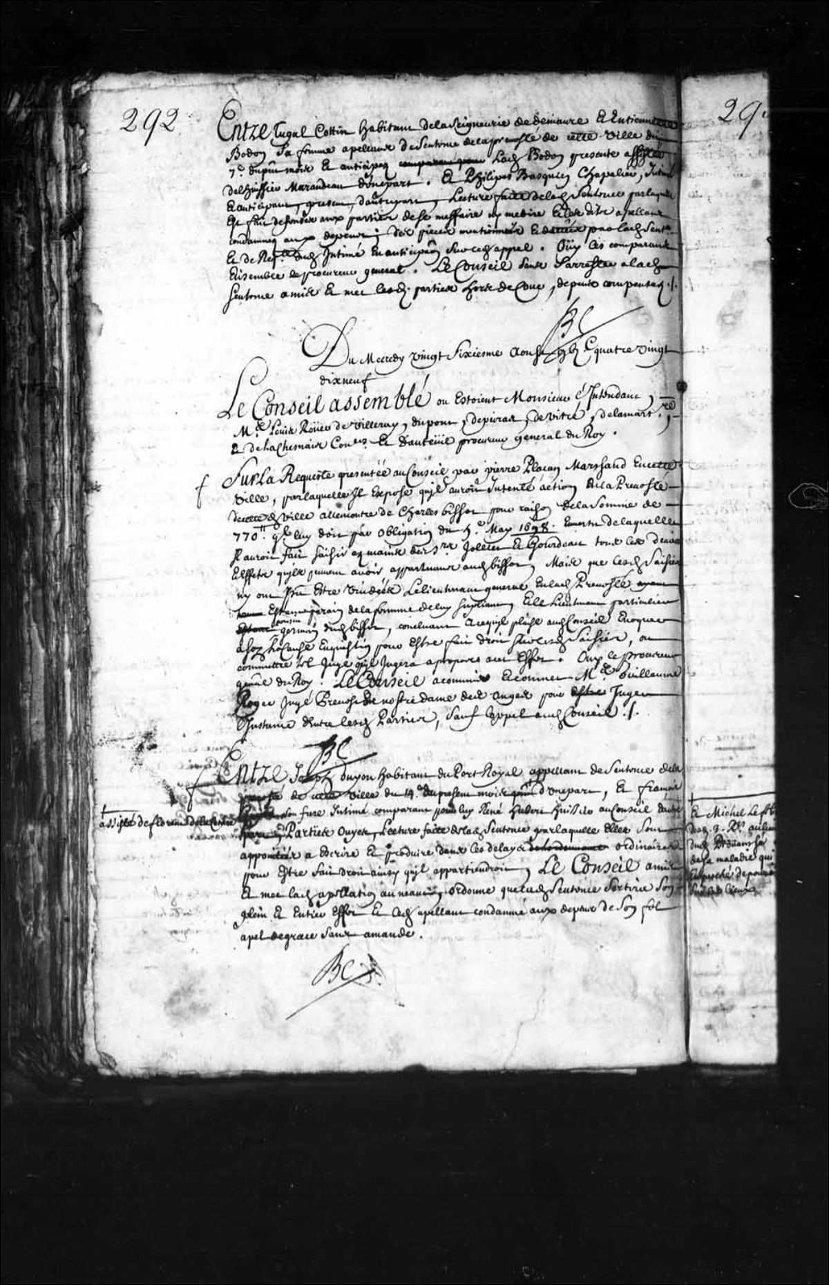 Appel d'une sentence de la Prévôté de Québec par Joseph Guyon, habitant ...