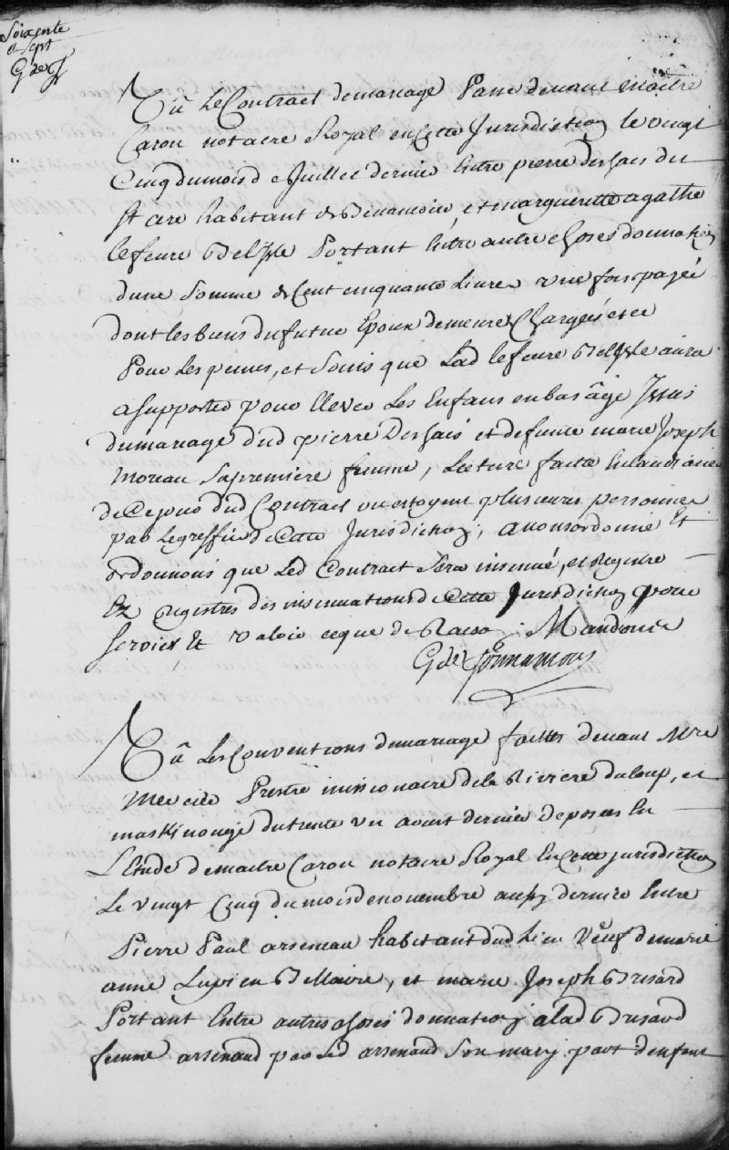 Lecture du contrat de mariage entre Pierre Deshais (Deshayes) Saint ...