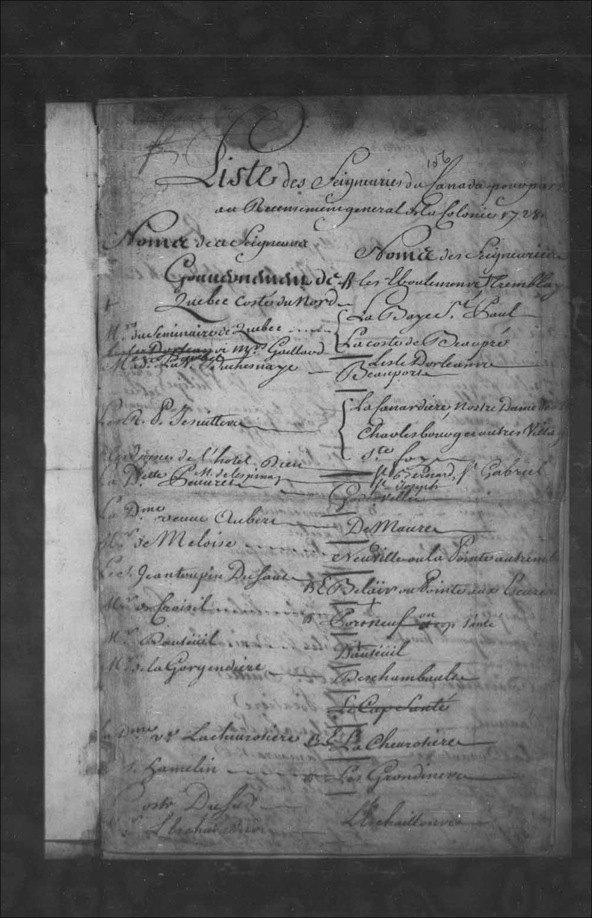 Liste des seigneuries du Canada paraissant au recensement général de la ...
