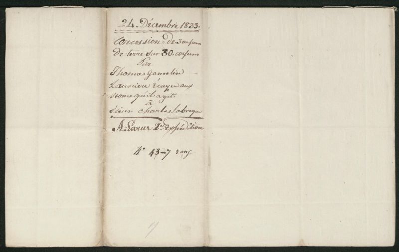 Concession par Thomas Gamelin Launière à Charles Labrecque | BAnQ numérique