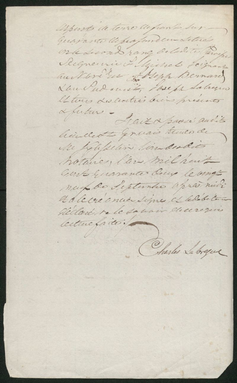 Obligation par Joseph Godbout à Charles Labrecque | BAnQ numérique