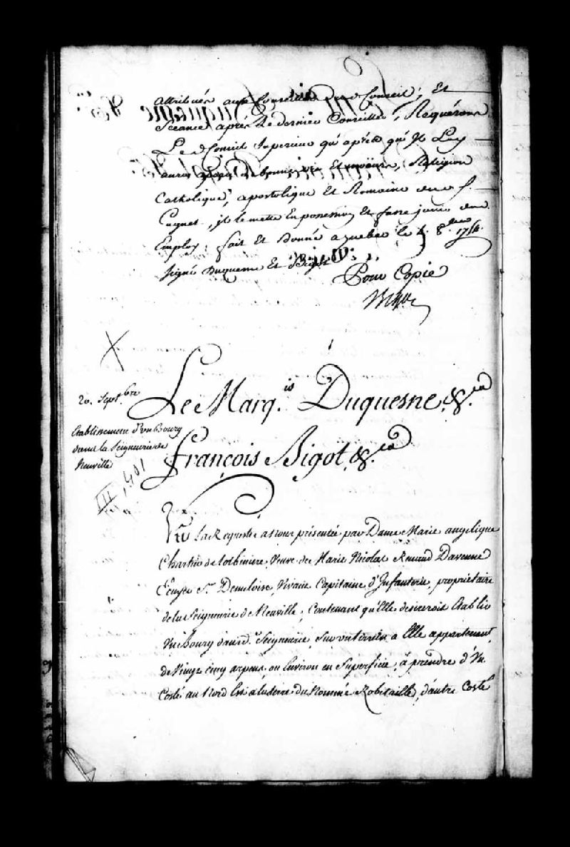 Ordonnance de l'intendant Bigot qui, à la requête de Marie-Angélique ...