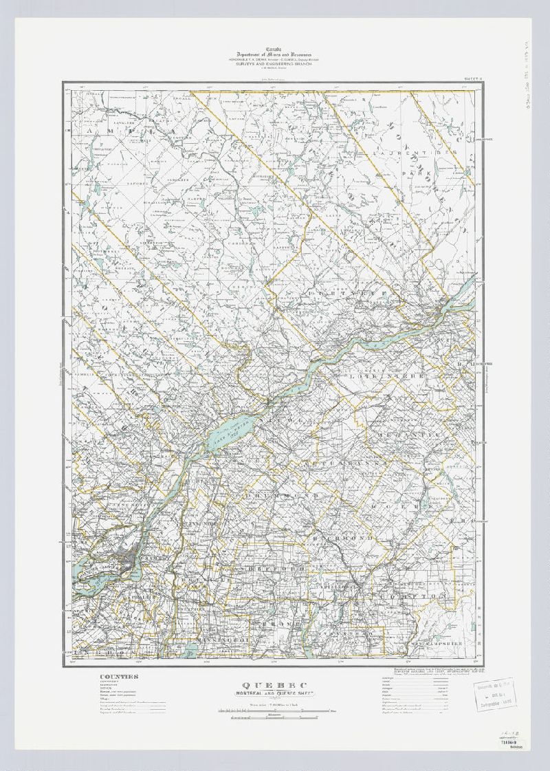 Standard topographical map [of Canada at 1:500 000]. 11, Montréal and ...