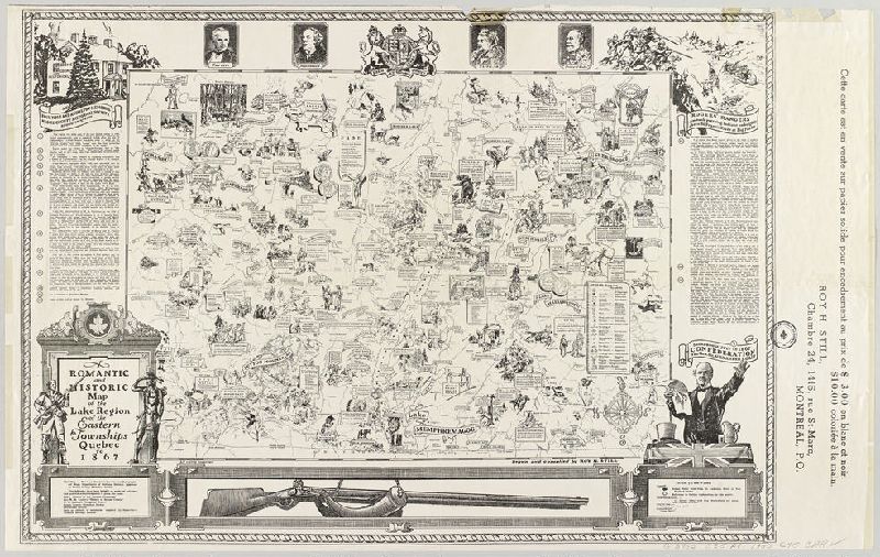 A Romantic and historic map of the lake region of the Eastern Townships ...