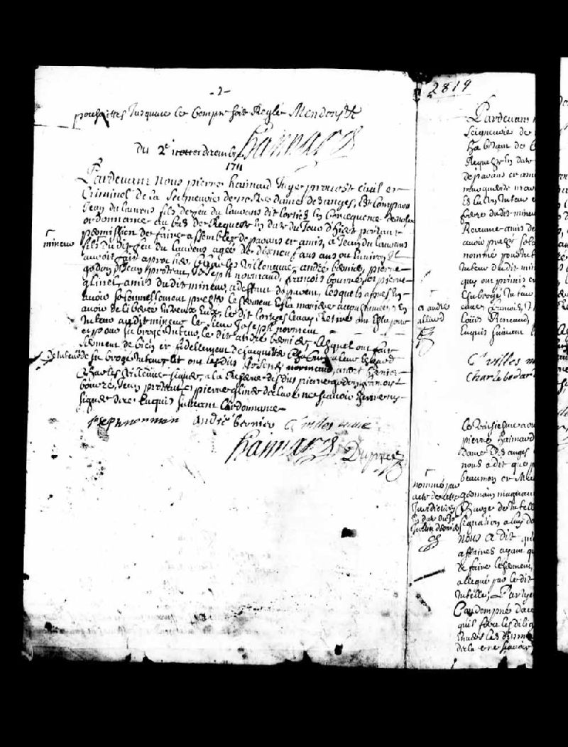 Acte de tutelle concernant Jean Laurent dit Lortie (environ 19 ans ...