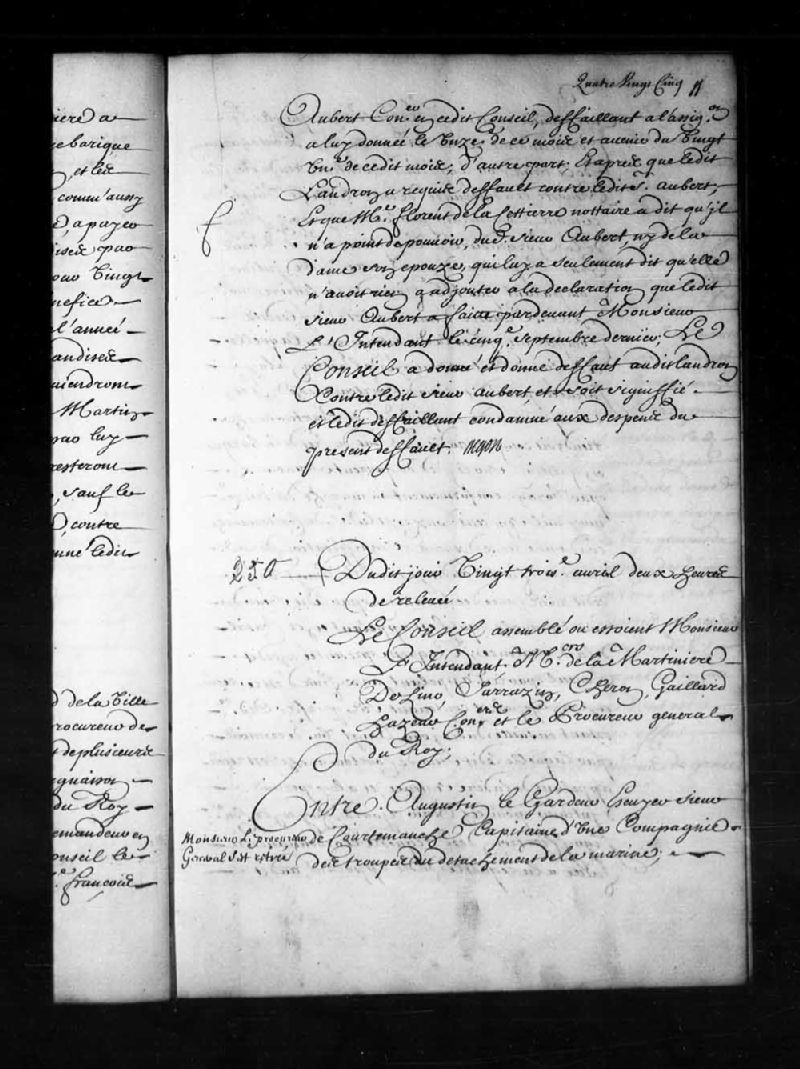 Appel d'Augustin Legardeur, sieur de Courtemanche, capitaine d'une ...